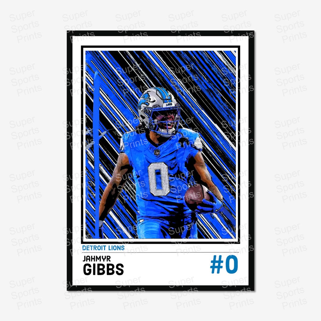 Jahmyr Gibbs Detroit Lions Poster - Comic Retro NFL Art Print - Etsy