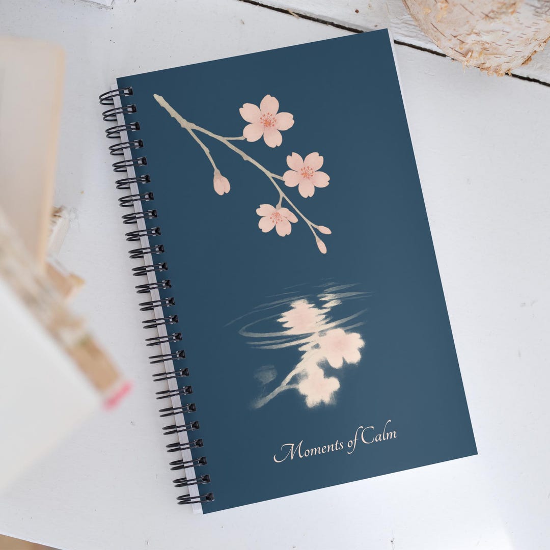 Spiral Notebook -- Moments of Calm – Sakura Reflection - Etsy