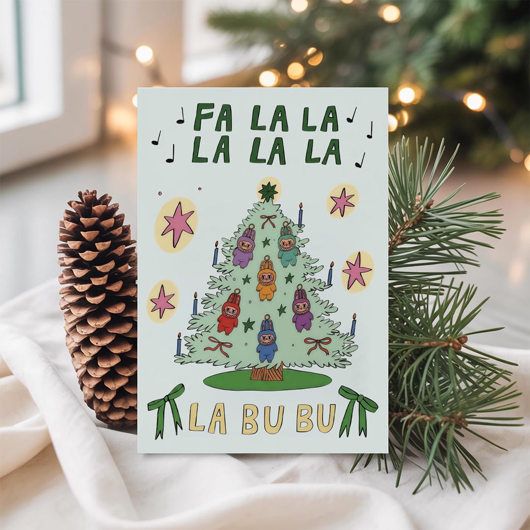 Labubu Christmas Card - Funny Trendy Holiday Card for Friend or ...