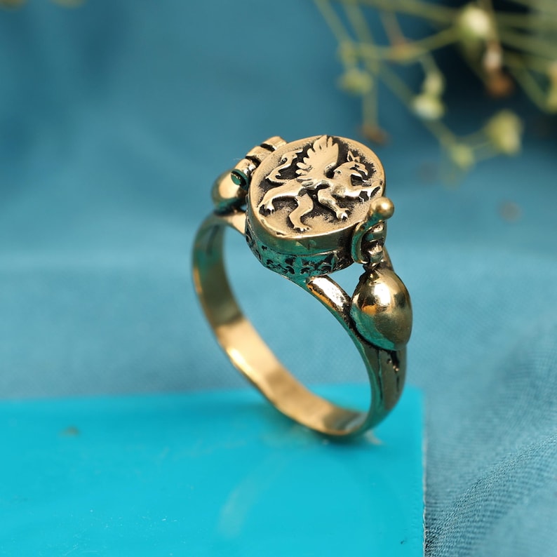 Griffin Locket Ring, Brass Secret Compartment, Vintage Boho Jewelry - Etsy