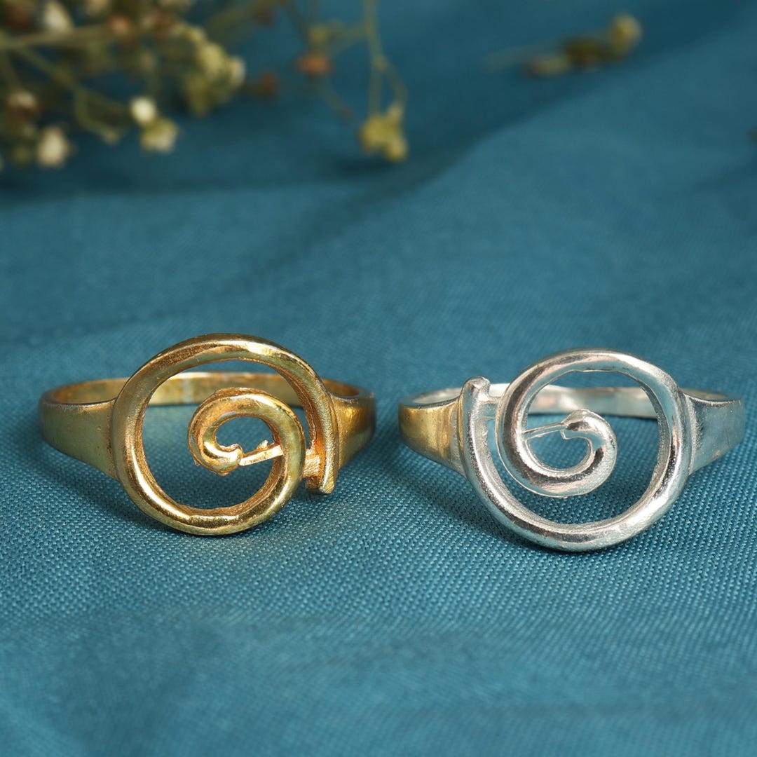 Handmade Spiral Swirl Ring, Minimalist Open Circle Ring, Gold & Silver ...