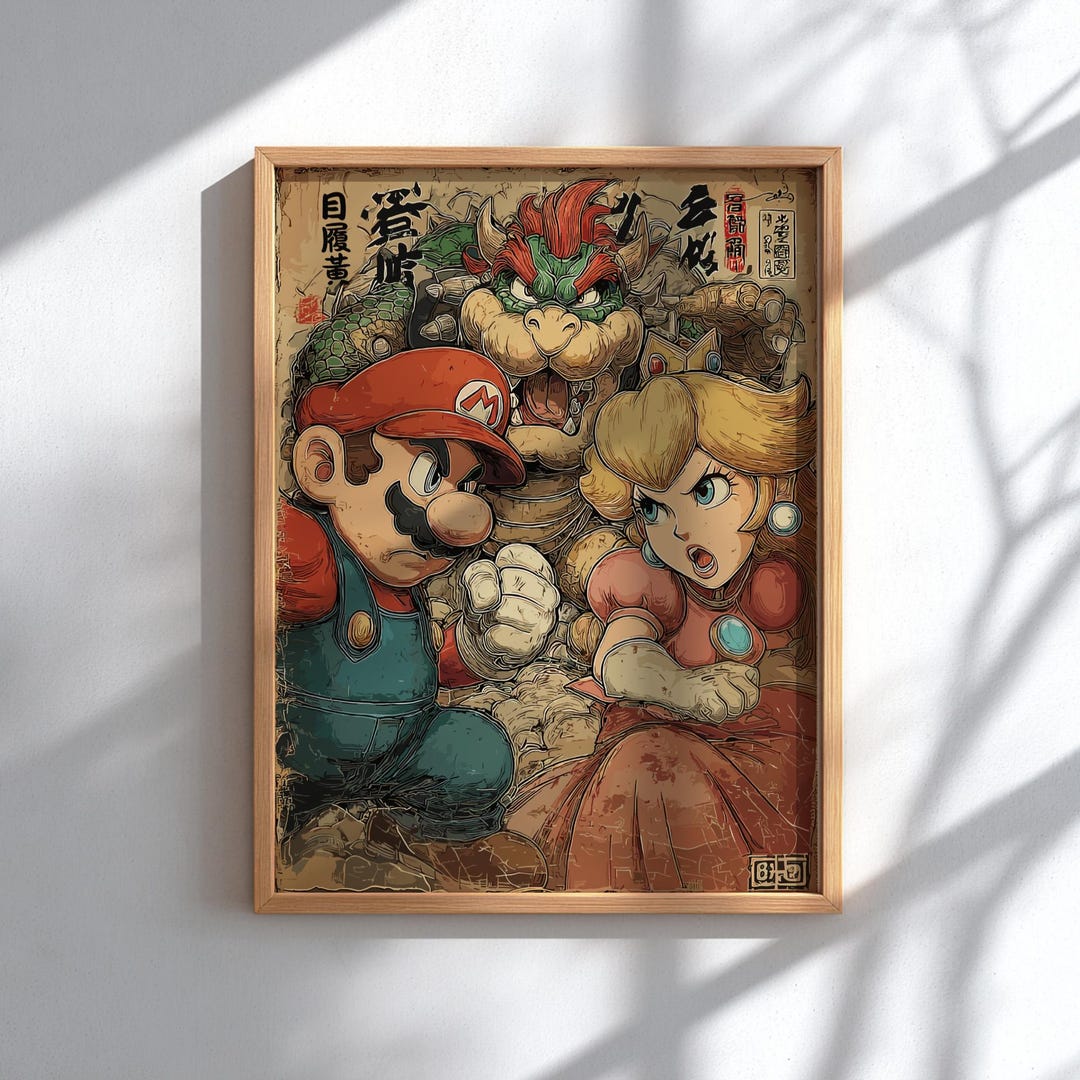 Mario, Bowser and Princess Peach Poster – Super Mario Inspired Wall Art ...