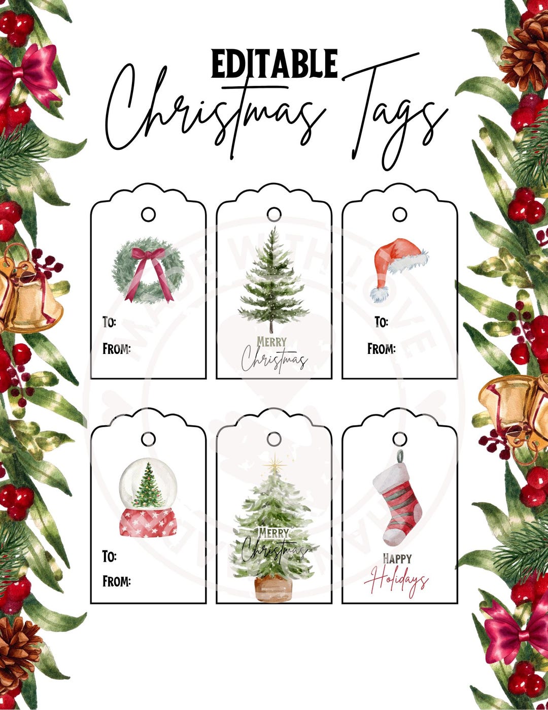 Printable Christmas Gift Tags: Holiday Designs (digital Download) - Etsy