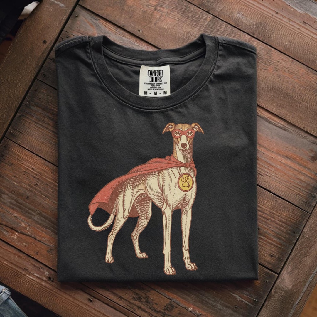 Comfort Colors Greyhound Superhero Shirt, Funny Comic Dog Graphic Tee ...