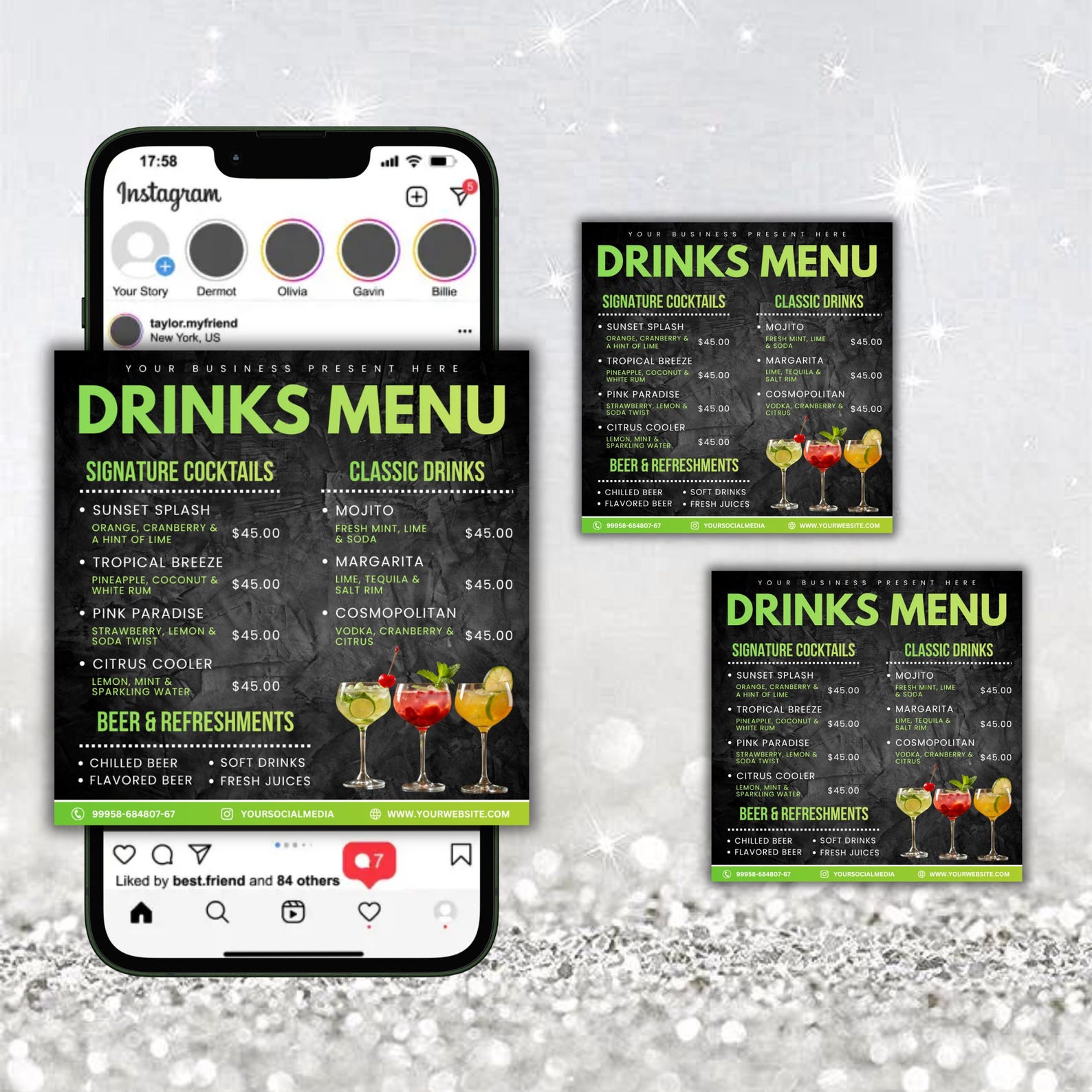 Editable Drink Menu Flyer: Bar Specials Template (canva, Digital ...