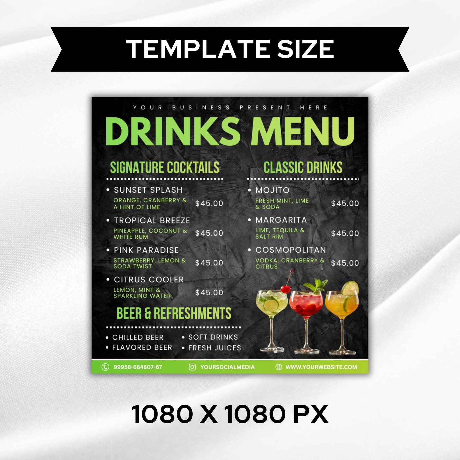 Editable Drink Menu Flyer: Bar Specials Template (canva, Digital ...