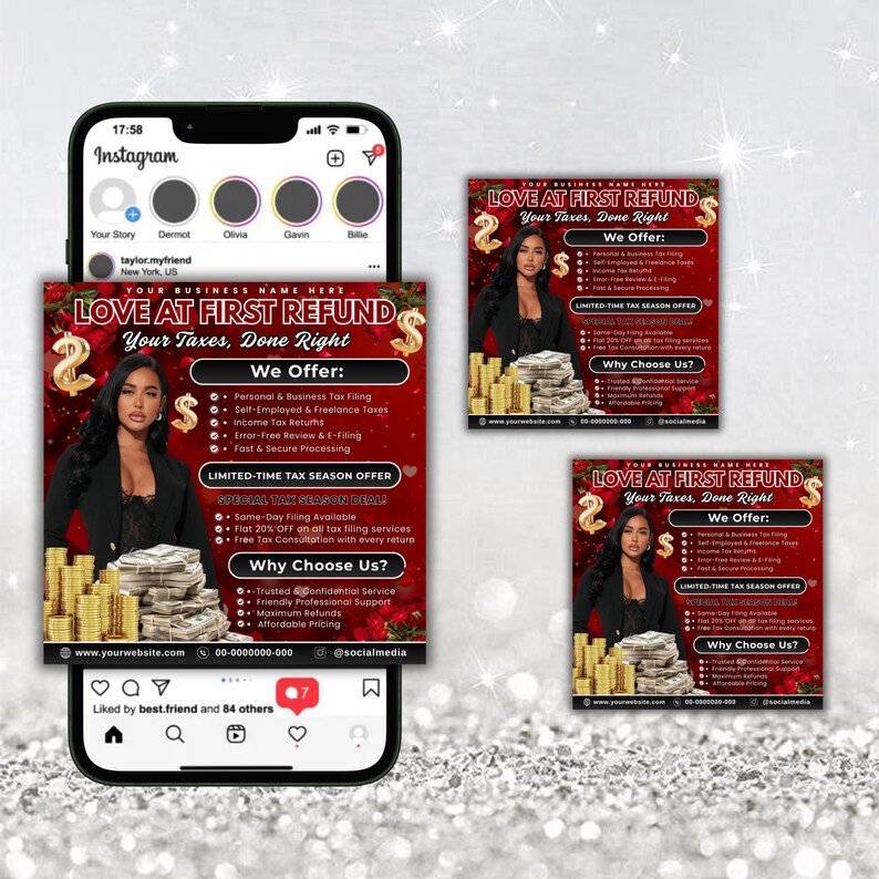 Valentine's Day Tax Prep Flyer, Accountant Marketing, Editable Canva ...