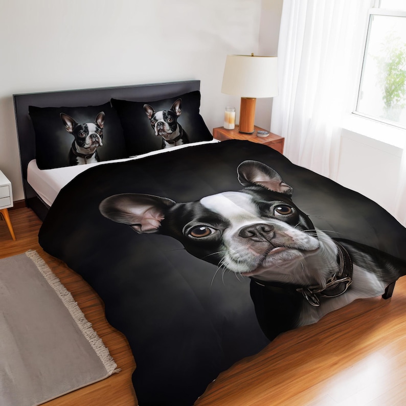 Boston Terrier Bedding Set, Boston Terrier Decor, Gift for Boston ...