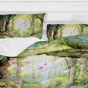 Enchanted Forest Watercolor Art Bedding Set, Duvet Set, Comforter Set ...