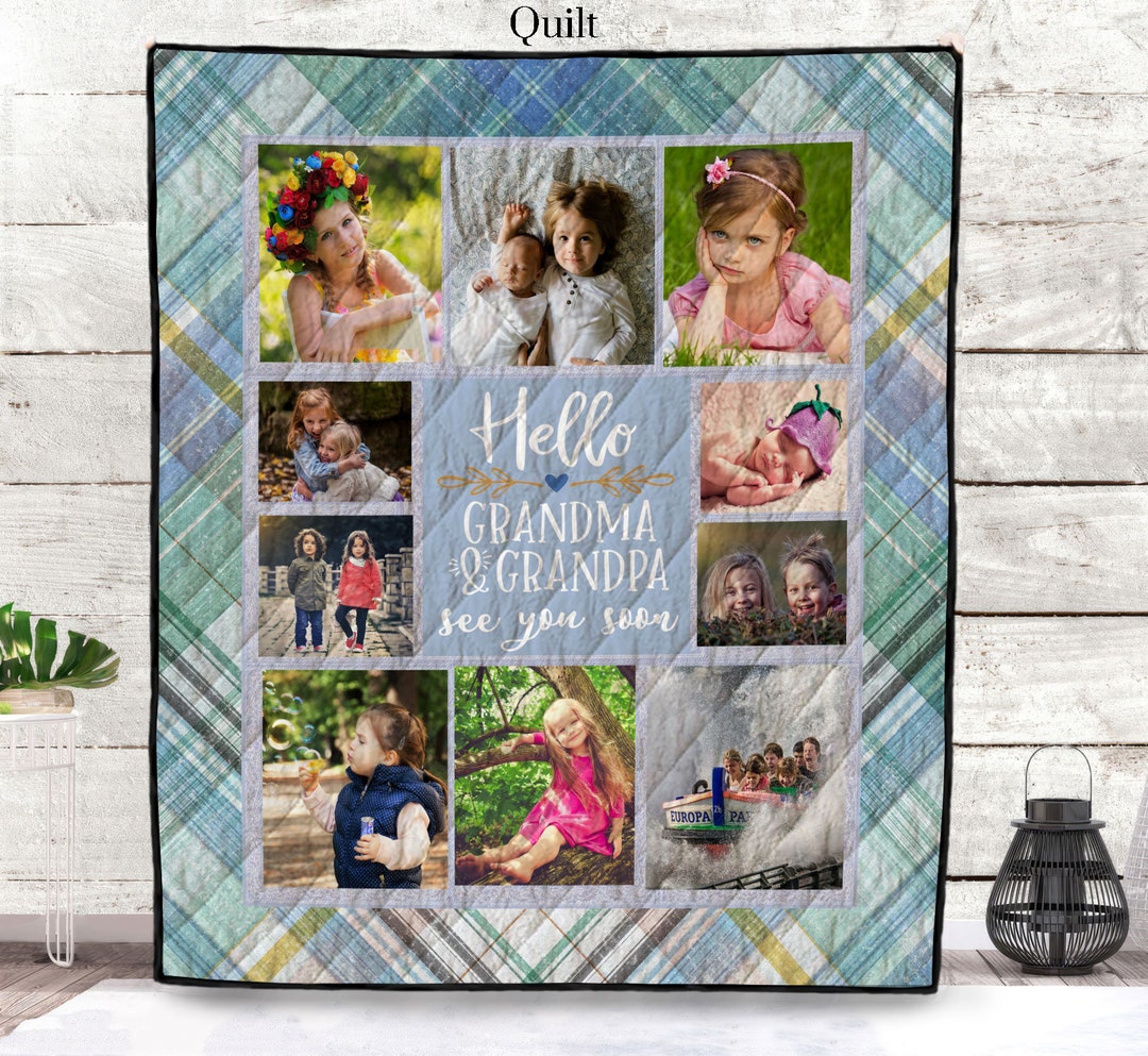 Personalized Grandparents Photo Quilt, Blanket or Wall Hanging, Custom ...