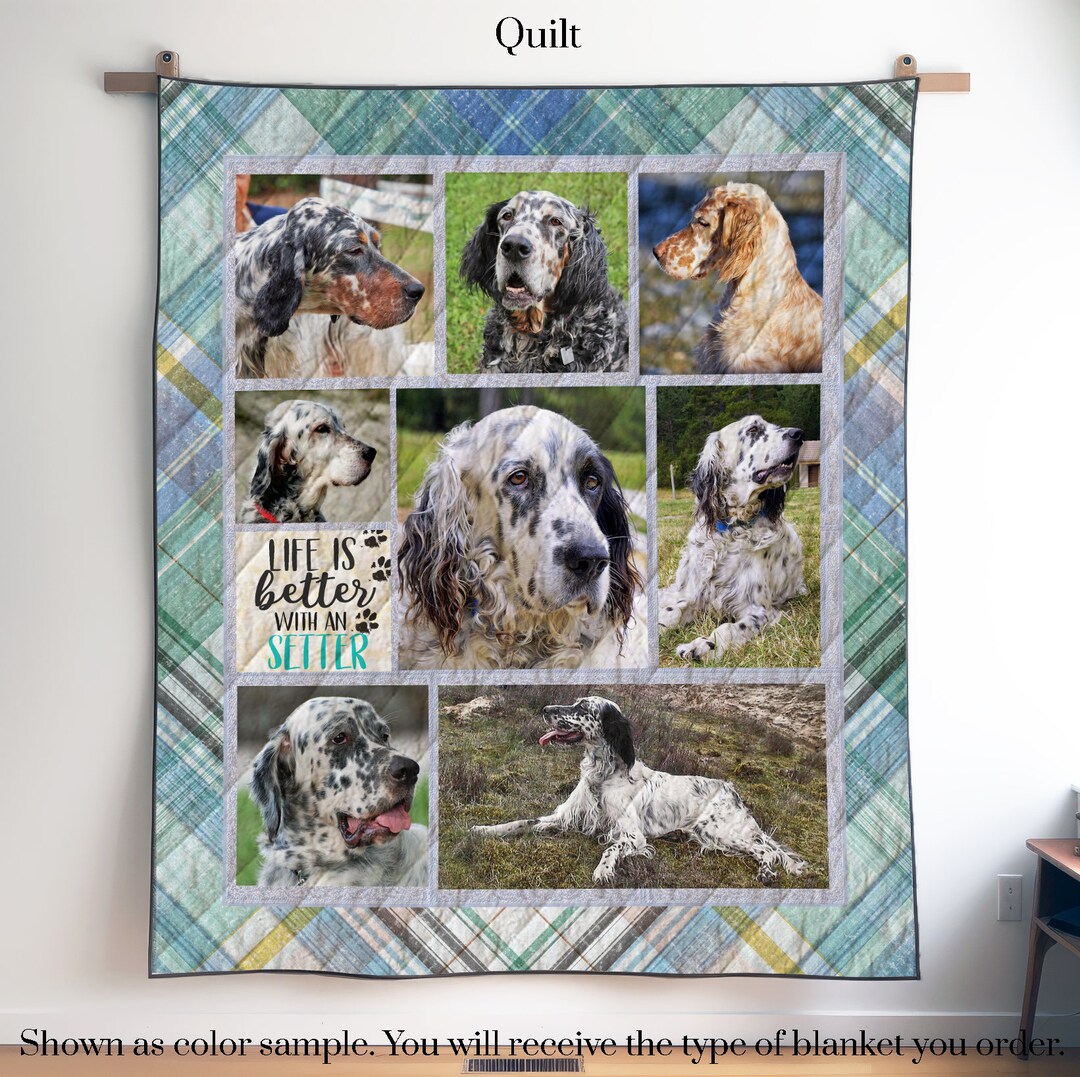 Personalized English Setter Photo Quilt Blanket or Wall Hanging With ...