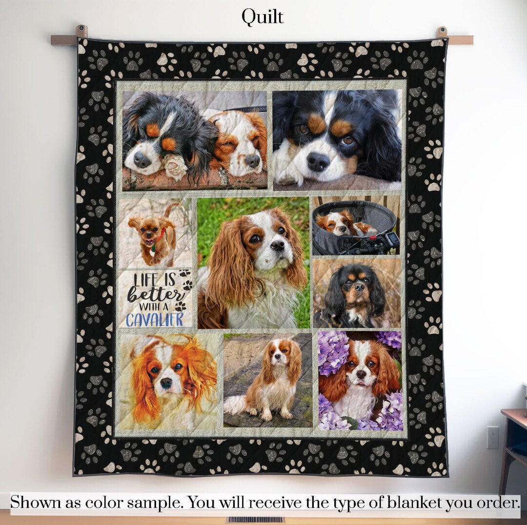 Personalized Cavalier King Charles Photo Quilt Blanket or Wall Hanging ...