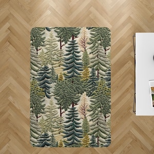 Enchanting Pine Forest Area Rug Carpet, Beautiful Landscape Rug ...