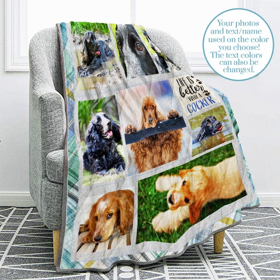 Personalized Cocker Spaniel Photo Quilt Blanketed Blanket - Etsy