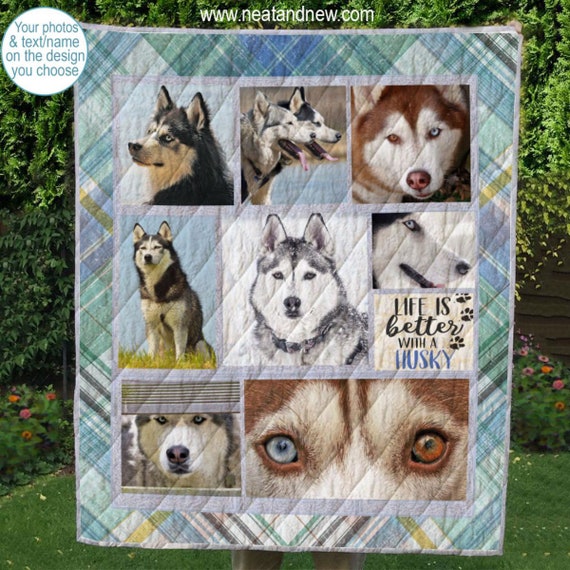 Personalized Siberian Husky Photo Quilt Blanket With YOUR - Etsy