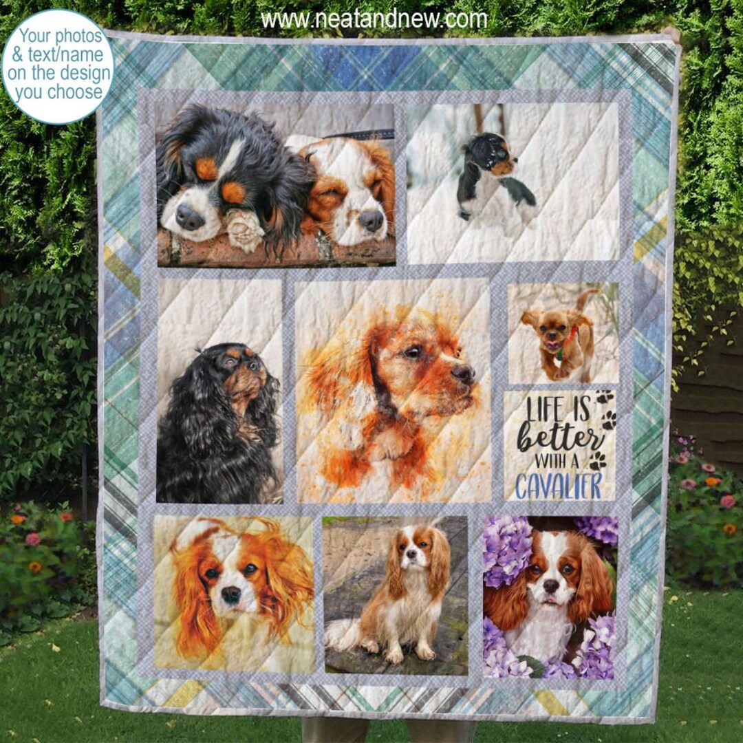 Personalized Cavalier King Charles Photo Quilt Blanket With - Etsy