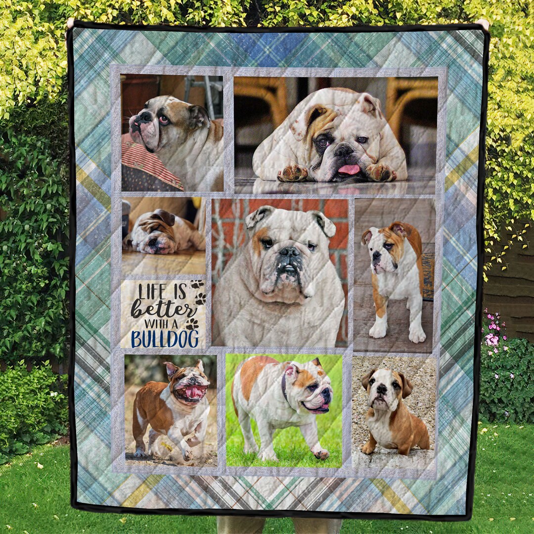 Personalized English Bulldog Photo Quilt Blanket or Wall - Etsy