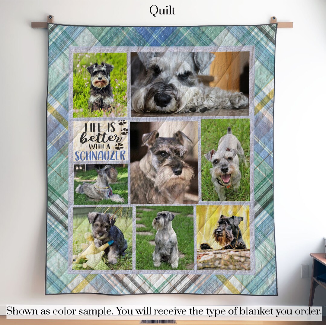 Personalized Schnauzer Photo Quilt Blanket or Wall Hanging With YOUR ...