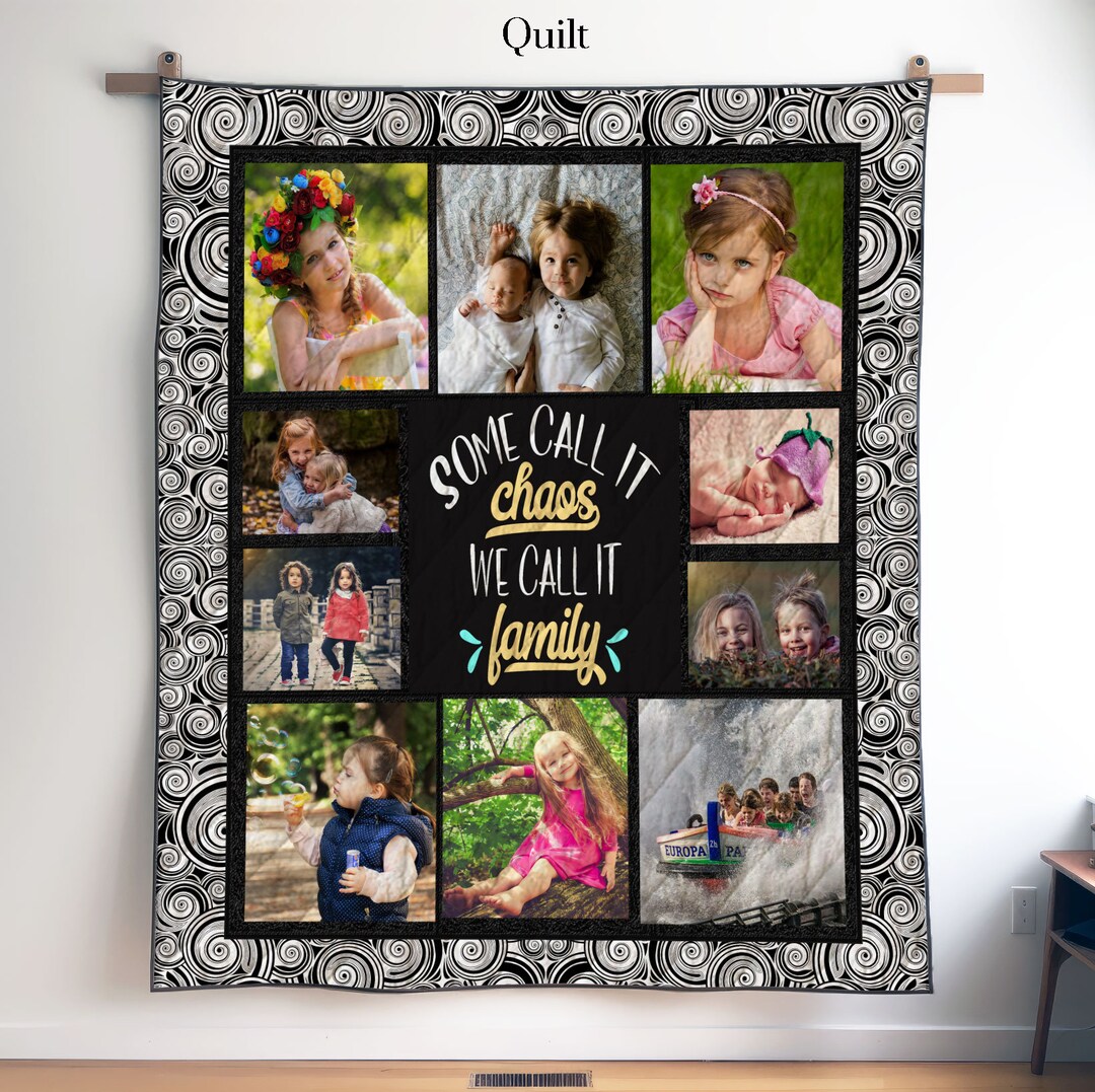 Personalized Photo Memory Quilt, Blanket or Wall Hanging, Black White ...