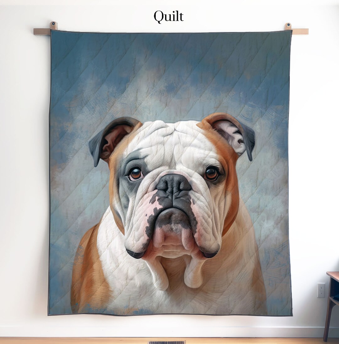 English Bulldog Quilt, Blanket or Wall Hanging, English Bulldog Art ...