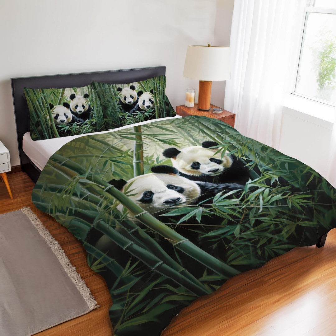 Giant Panda Bamboo Forest Bedding Set, Wildlife Nature Decor, Gift for ...