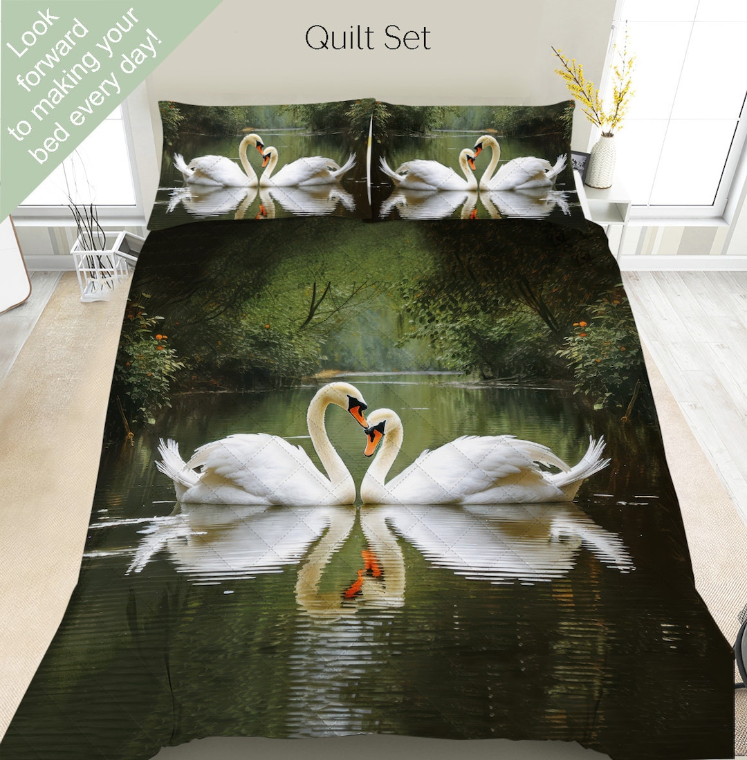 Swan Bedding Set Duvet Set Comforter Set or Quilt Set, Wildlife Decor ...