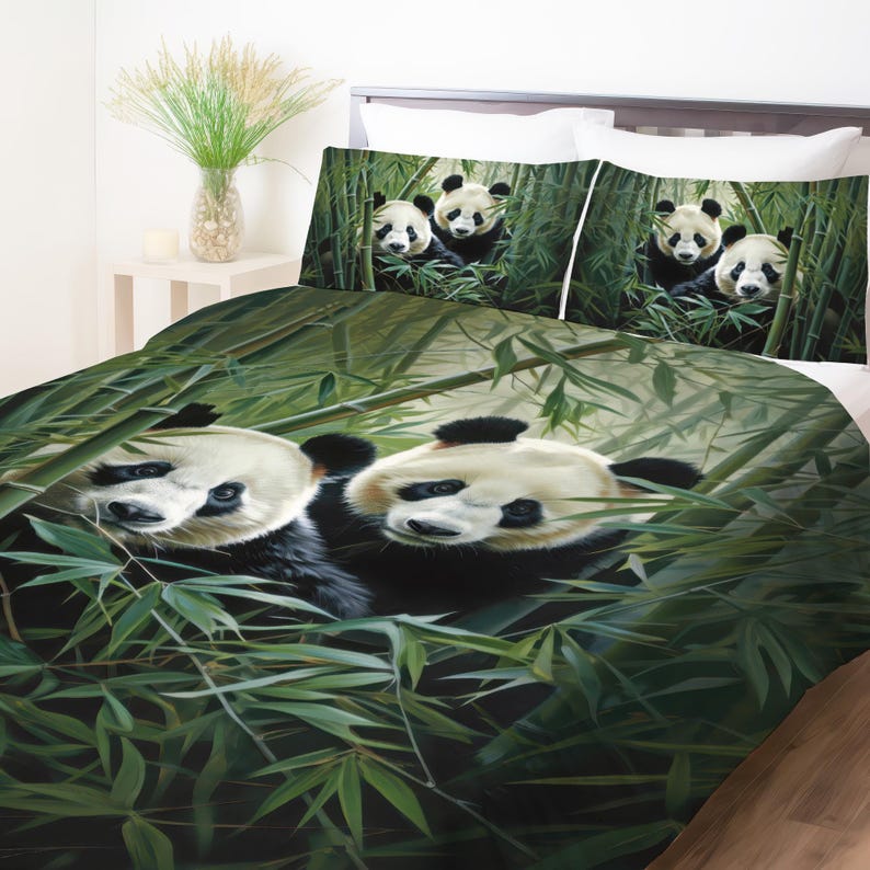 Giant Panda Bamboo Forest Bedding Set, Wildlife Nature Decor, Gift for ...
