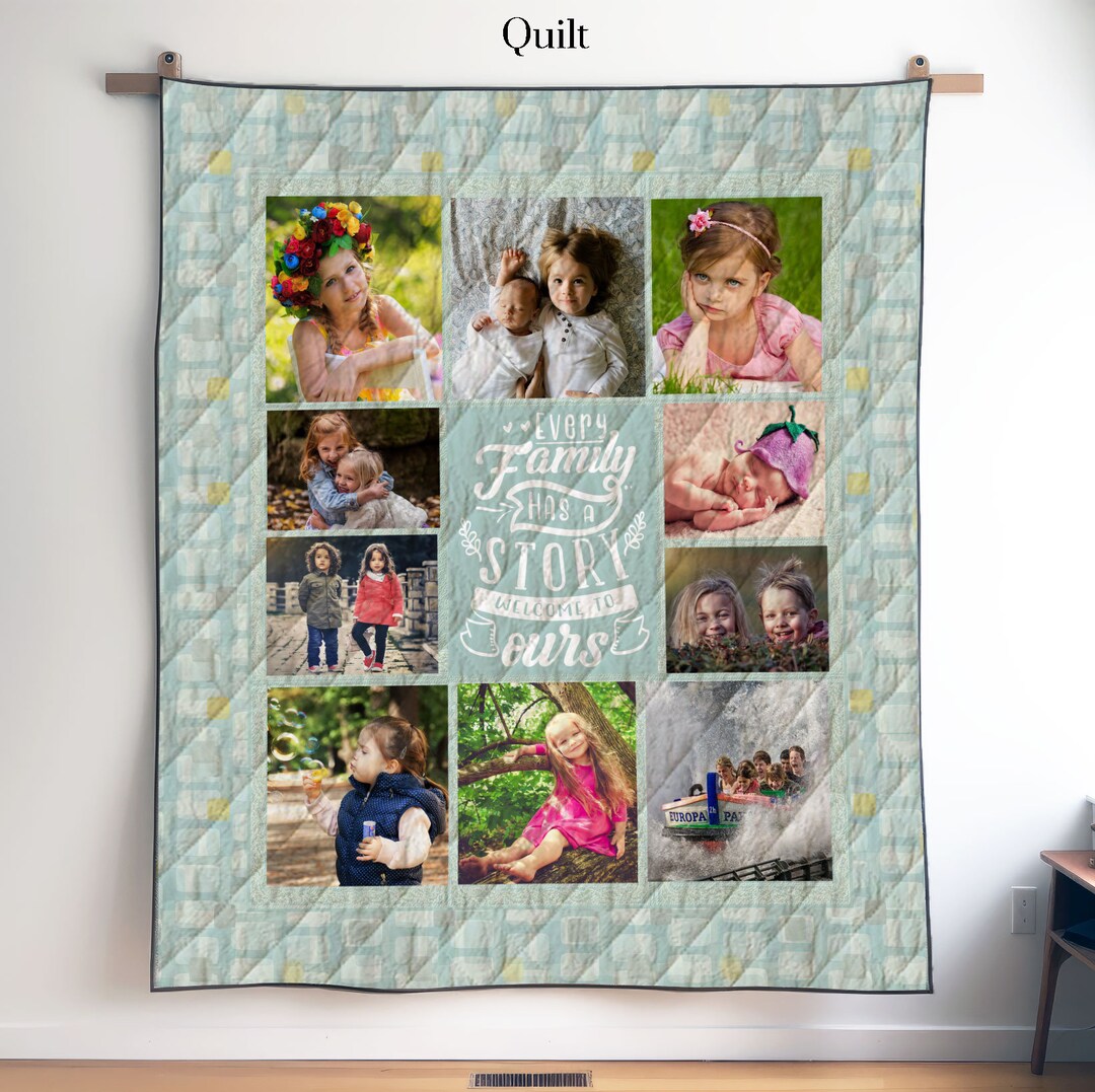 Personalized Retro Photo Quilt, Blanket or Wall Hanging, Memory Quilt ...