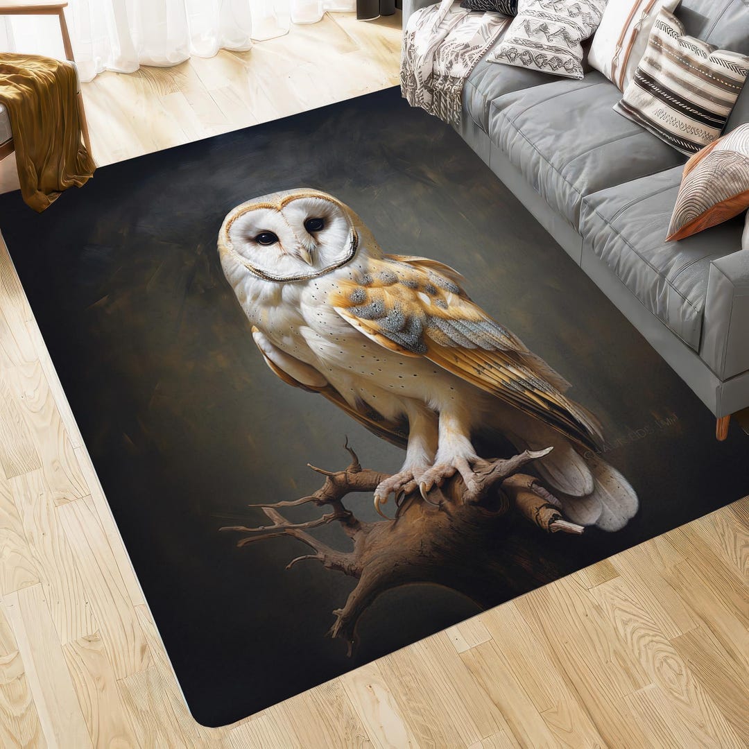 Owl Area Rug, Original Owl Art, Owl Decor, Owl Rug, Owl Carpet, Gift ...