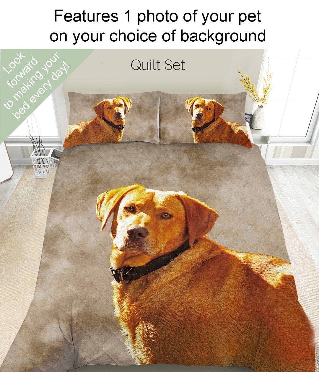 Custom Dog Cat Pet Bedding Set Using 1 of YOUR Pets Photos ...