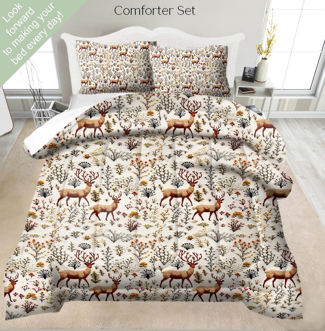 Cottage Woodlands Deer Bedding Set, Duvet Set, Comforter Set or Quilt ...