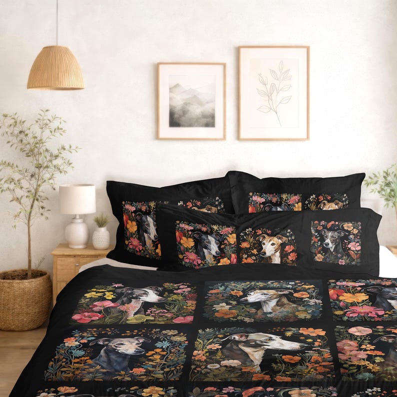 Whippet Greyhound Bedding Set, Whippet Decor, Gift for Whippet Lover ...