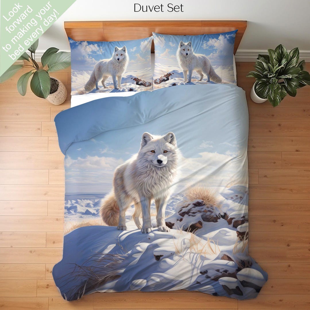 Arctic Fox Bedding Set, Duvet Set, Comforter Set or Quilt Set, Wildlife ...