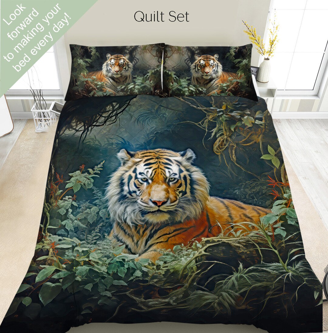 Tiger Bedding Set, Duvet Set, Comforter Set or Quilt Set, Tiger Decor ...