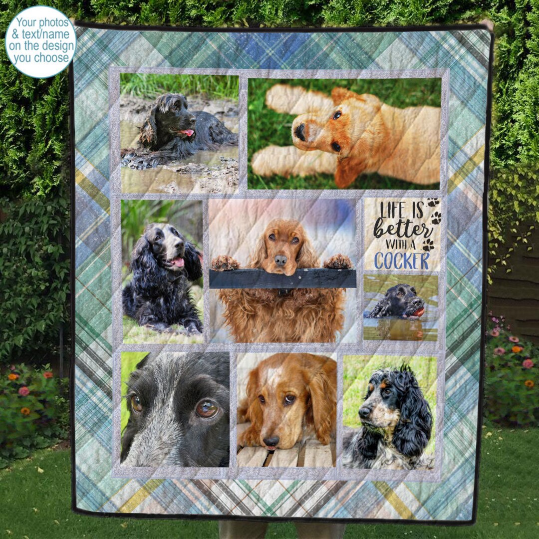 Personalized Cocker Spaniel Photo Quilt Blanket or Wall - Etsy