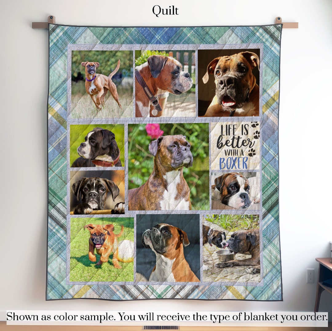Personalized Boxer Dog Photo Quilt Blanket or Wall Hanging With Your ...