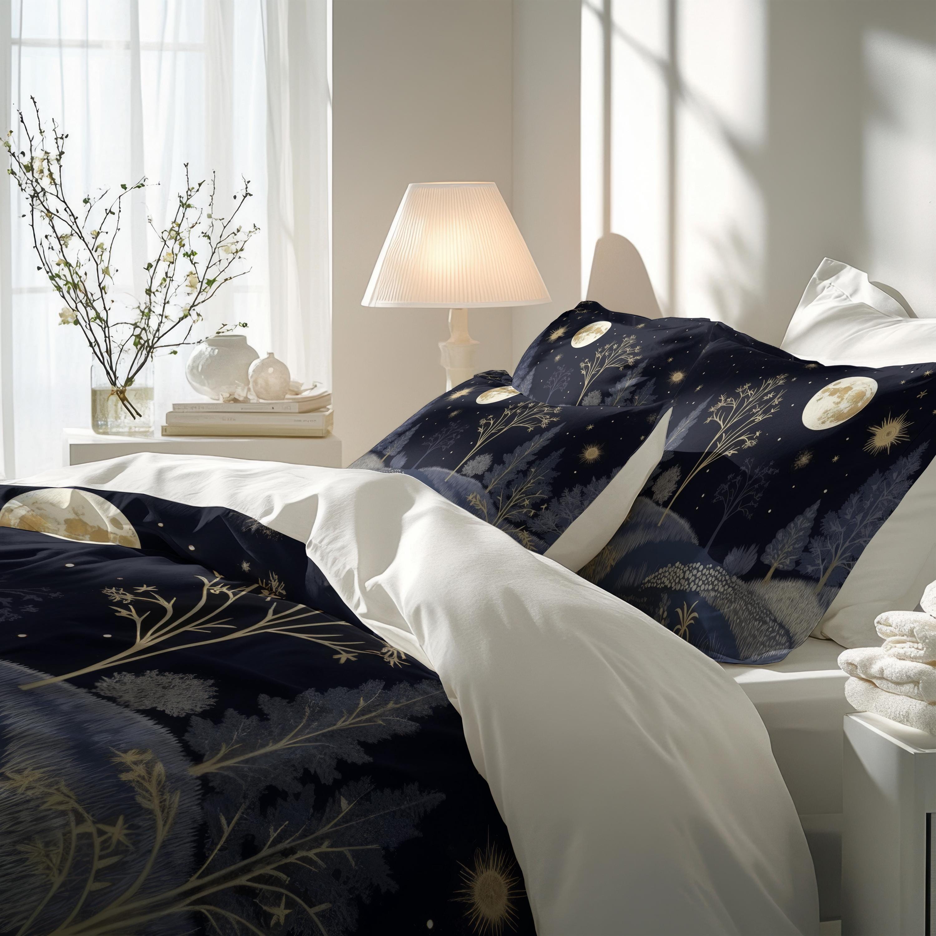 Twilight Forest Meadow Prairie Bedding Set, Dark Forest Bedding, Moon ...