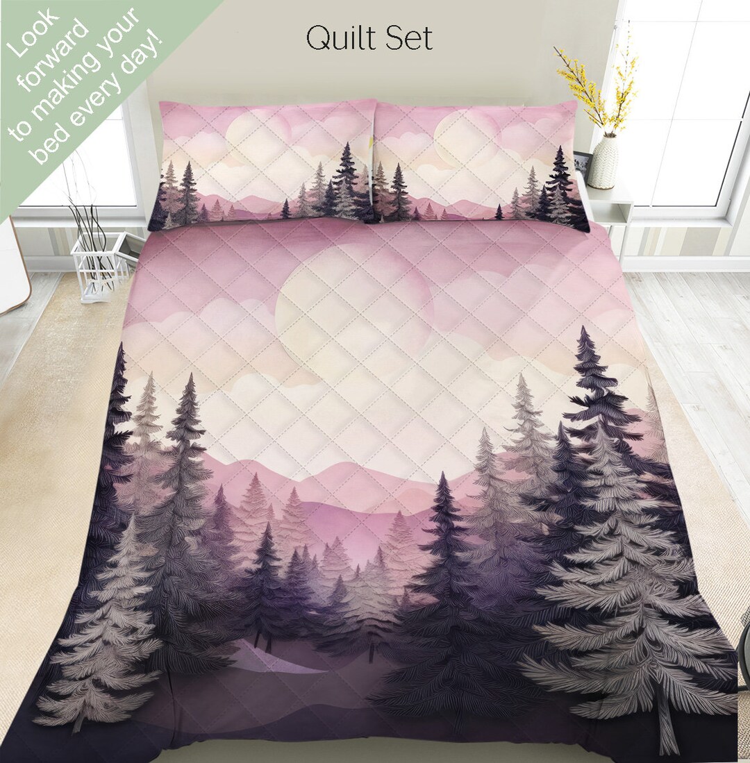 Sunrise Sunset Forest Bedding Set, Duvet Set, Comforter Set or Quilt ...