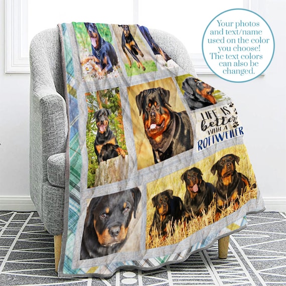 Personalized Rottweiler Photo Quilt Blanket | Etsy