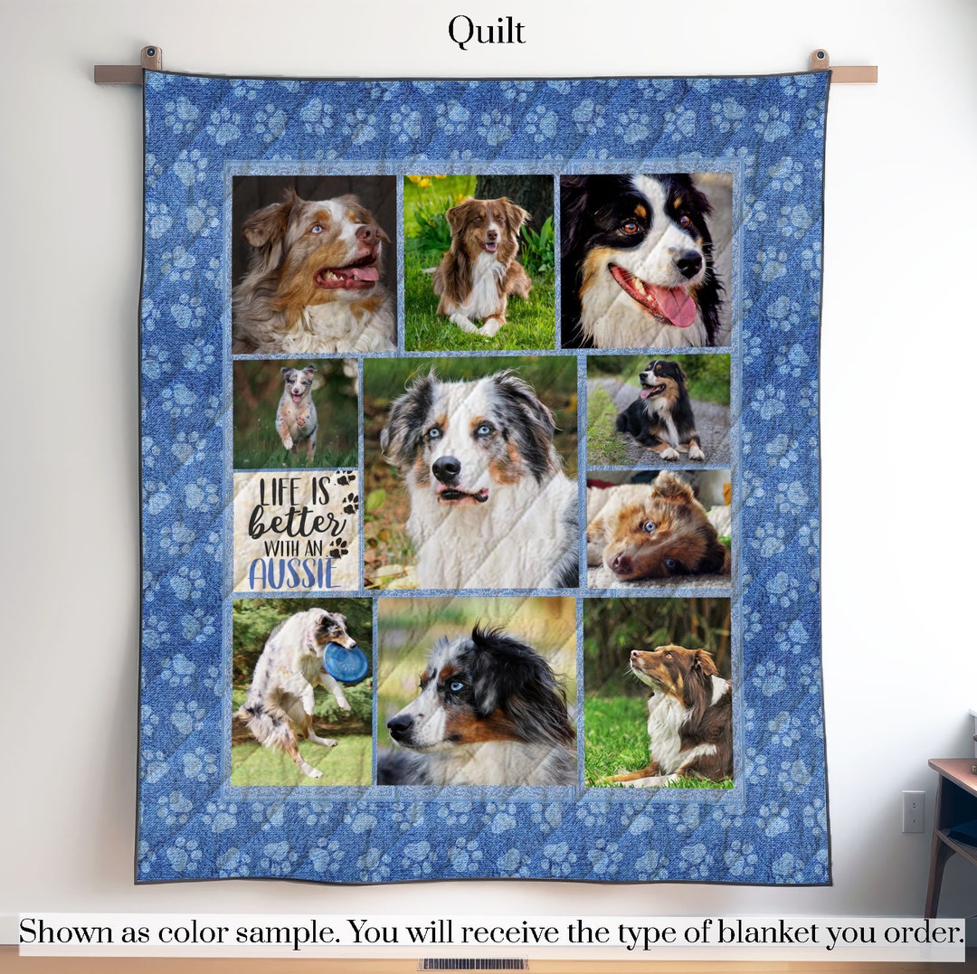 Custom Dog Photo Quilt Blanket or Wall Hanging, Personalized Dog Cat ...