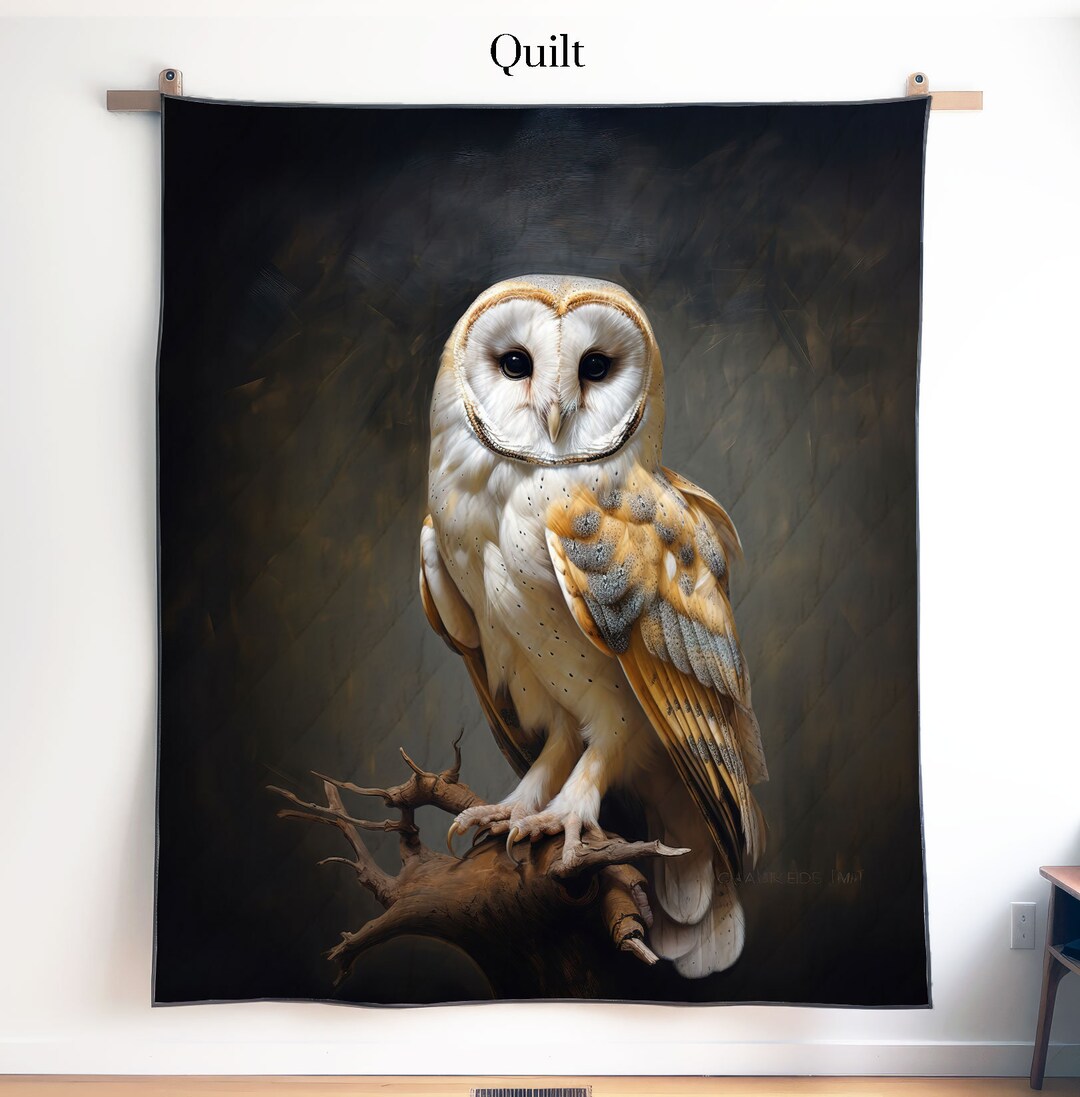 Regal Barn Owl Blanket Quilt or Wall Art, Barn Owl Art Decor, Gift for ...