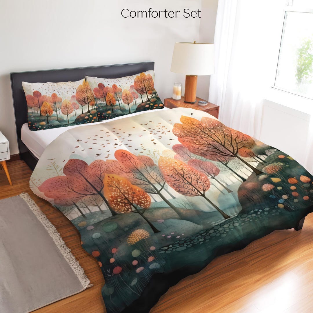 Whimsical Autumn Forest Bedding Set, Duvet Set, Comforter Set or Quilt ...