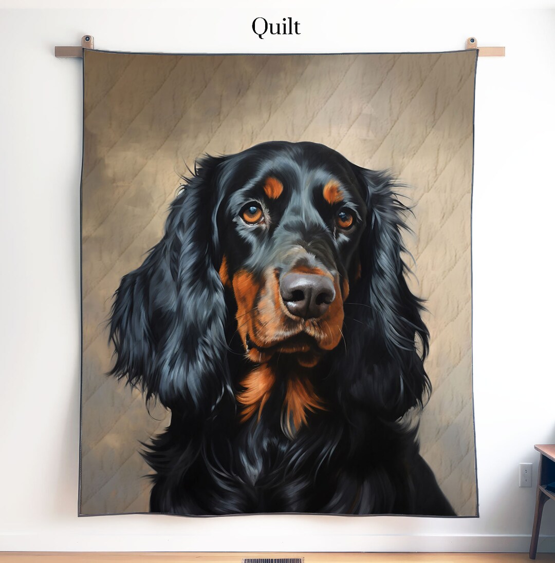 Gordon Setter Quilt, Blanket or Wall Hanging, Gordon Setter Art, Gordon ...