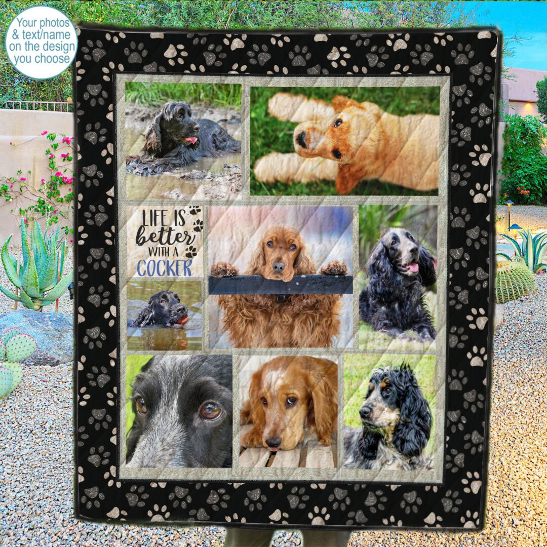Personalized Cocker Spaniel Photo Quilt Blanketed Blanket With - Etsy