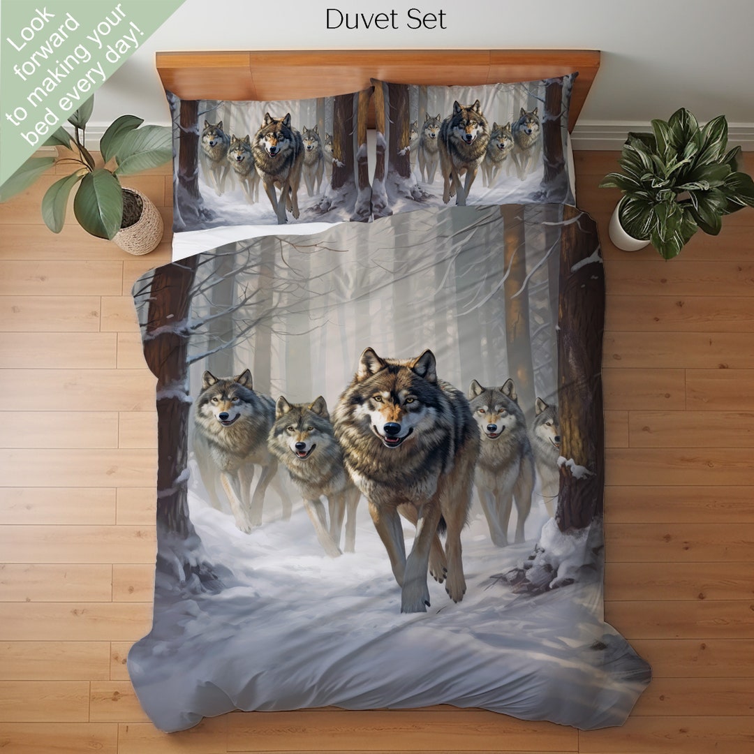 Wolf Bedding Set, Duvet Set, Comforter Set or Quilt Set, Wildlife Cabin ...