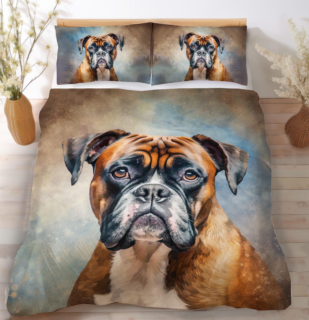 Boxer Dog Bedding Set, Boxer Decor, Gift for Boxer Dog Lovers, Boxer ...