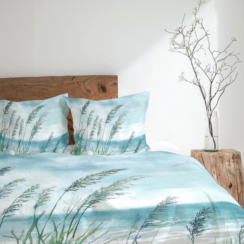 Tranquil Coastal Ocean Beach Bedding Set, Seaside Beach House Decor ...