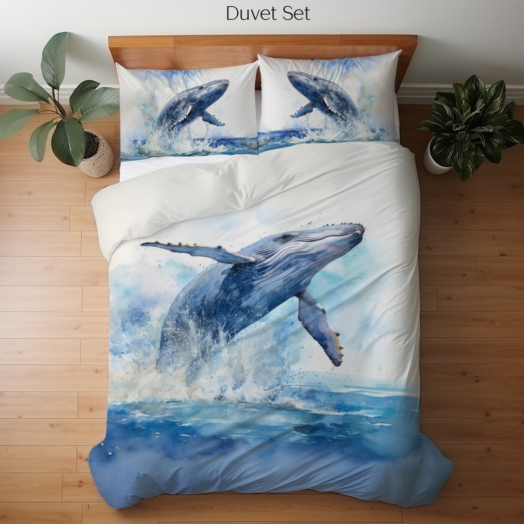 Blue Whale Bedding Set, Duvet Set, Comforter Set or Quilt Set, Sealife ...