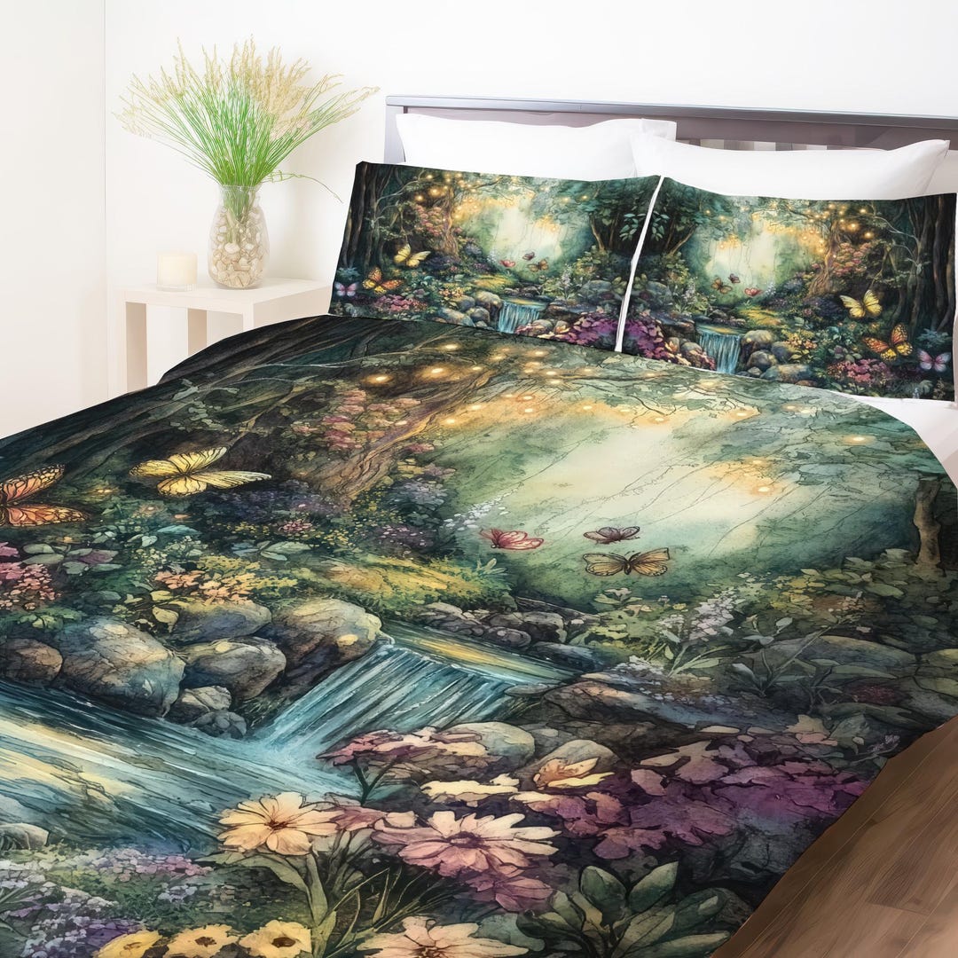 Enchanted Forest Fairy Garden Bedding Set, Duvet Set, Comforter Set or ...
