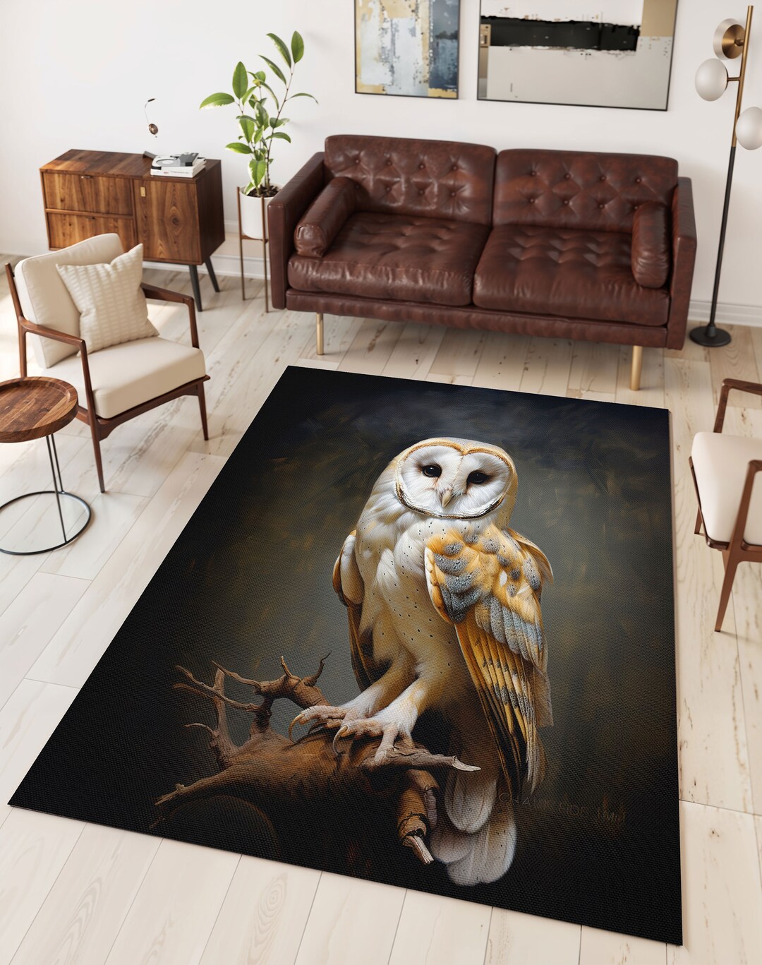 Owl Area Rug, Original Owl Art, Owl Decor, Owl Rug, Owl Carpet, Gift ...